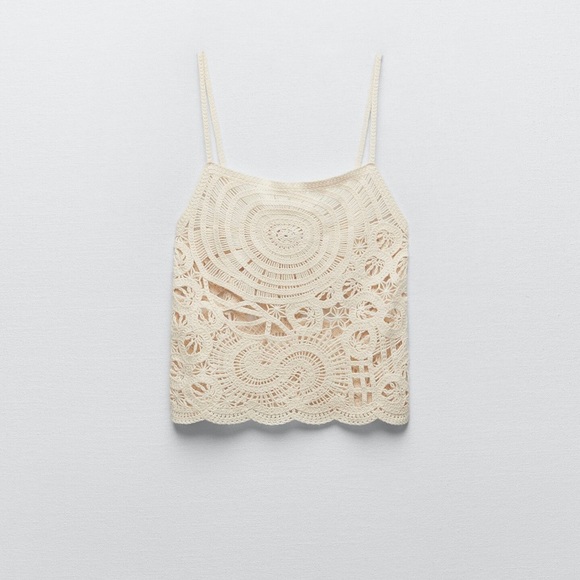 Zara | Tops | Zara Cream Crochet Camisole | Poshmark